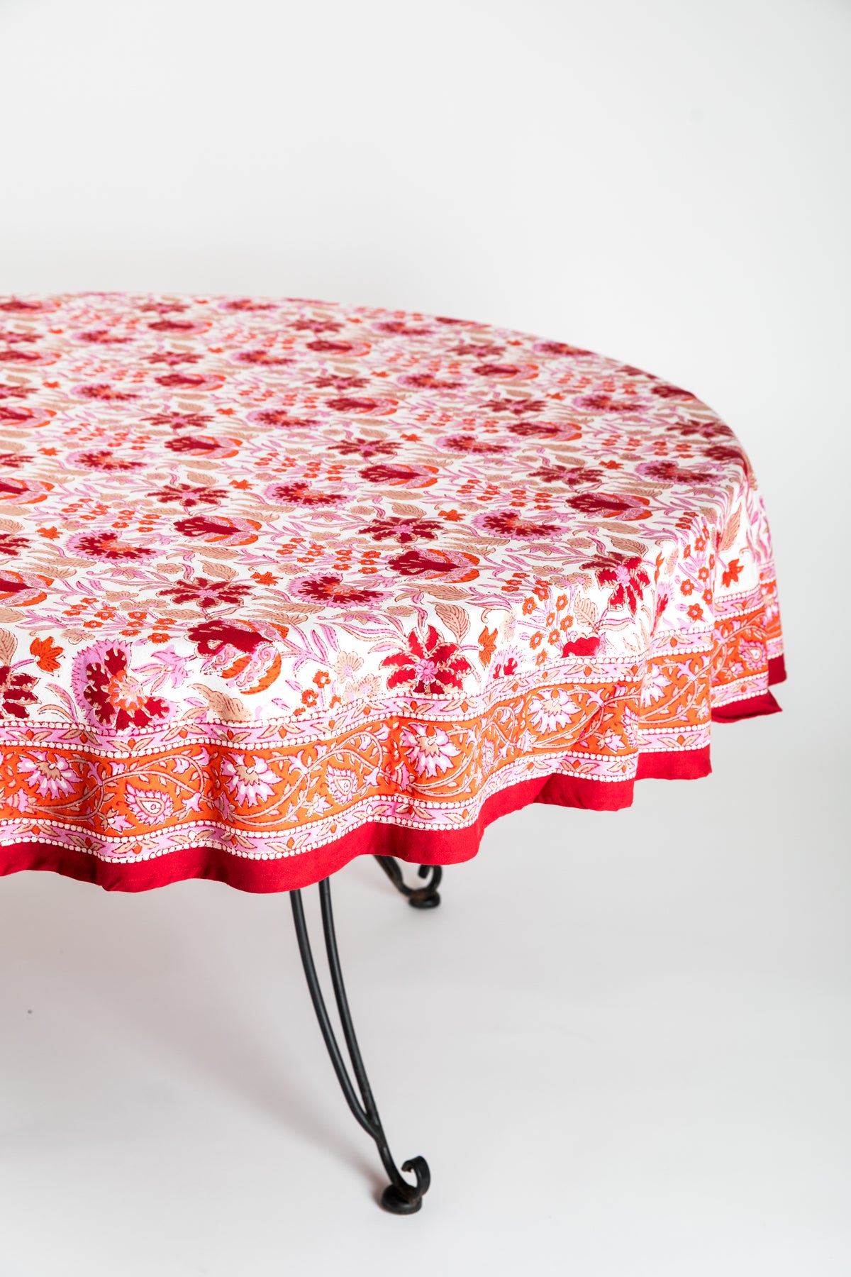 Round Provincial Block Print Tablecloth | Round Tablecloth · Mexicali Blues