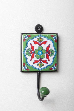 3x3 Ceramic Tile Hook | Artisan Ceramic Hooks · Mexicali Blues