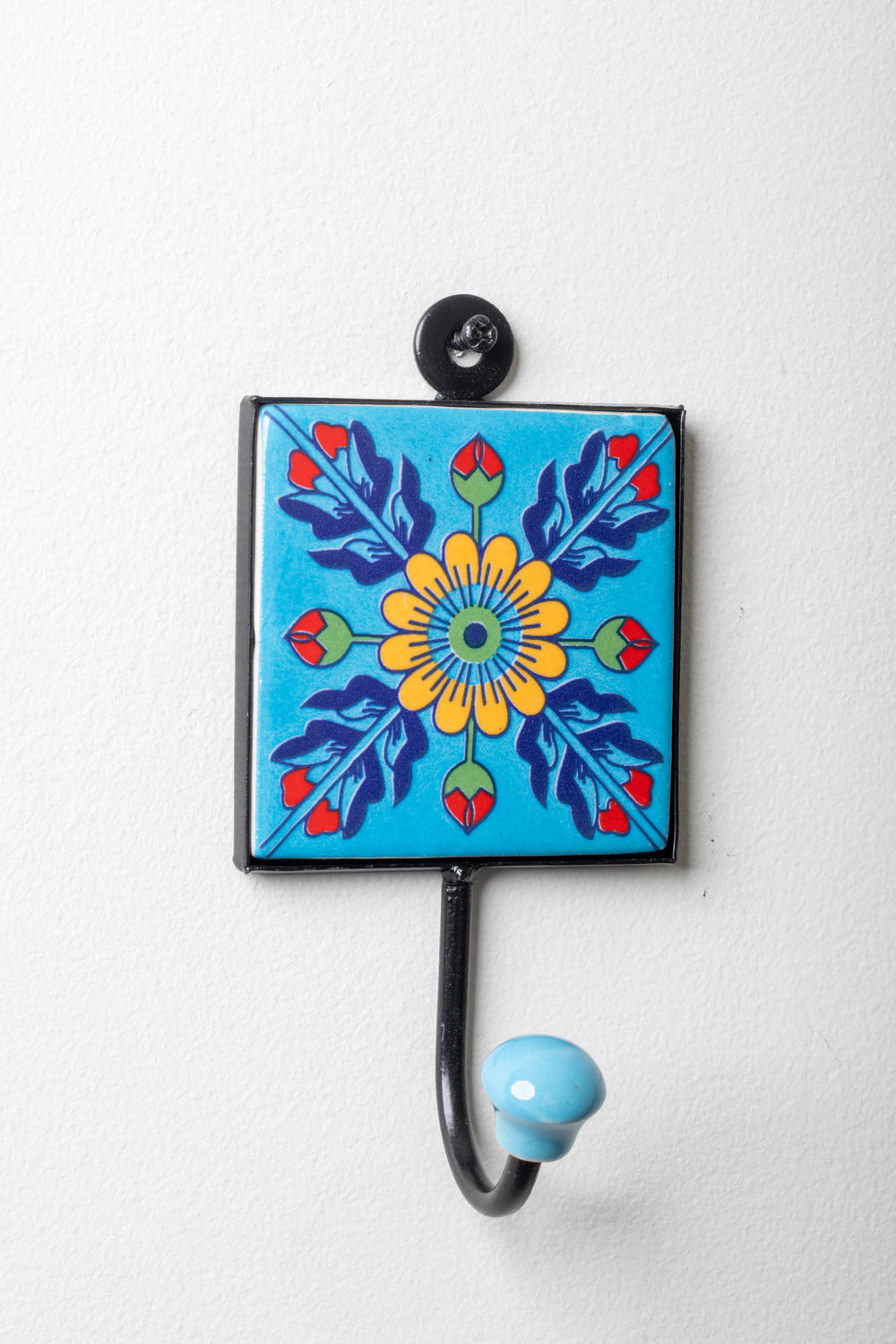 3x3 Ceramic Tile Hook | Artisan Ceramic Hooks · Mexicali Blues