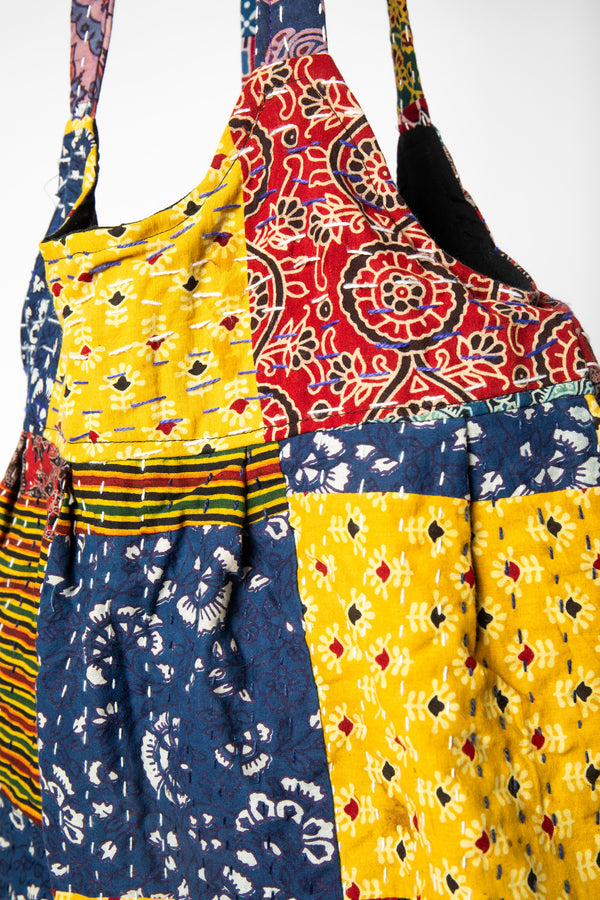 Recycled Kantha Patchwork Beach Bag | Block Print Patchwork Tote · Mexicali Blues