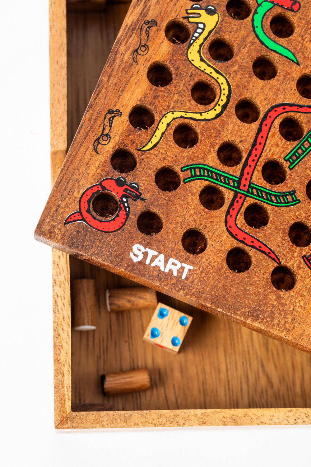 Slips and Strides Wooden Game | Handmade Snakes and Ladders Board ...