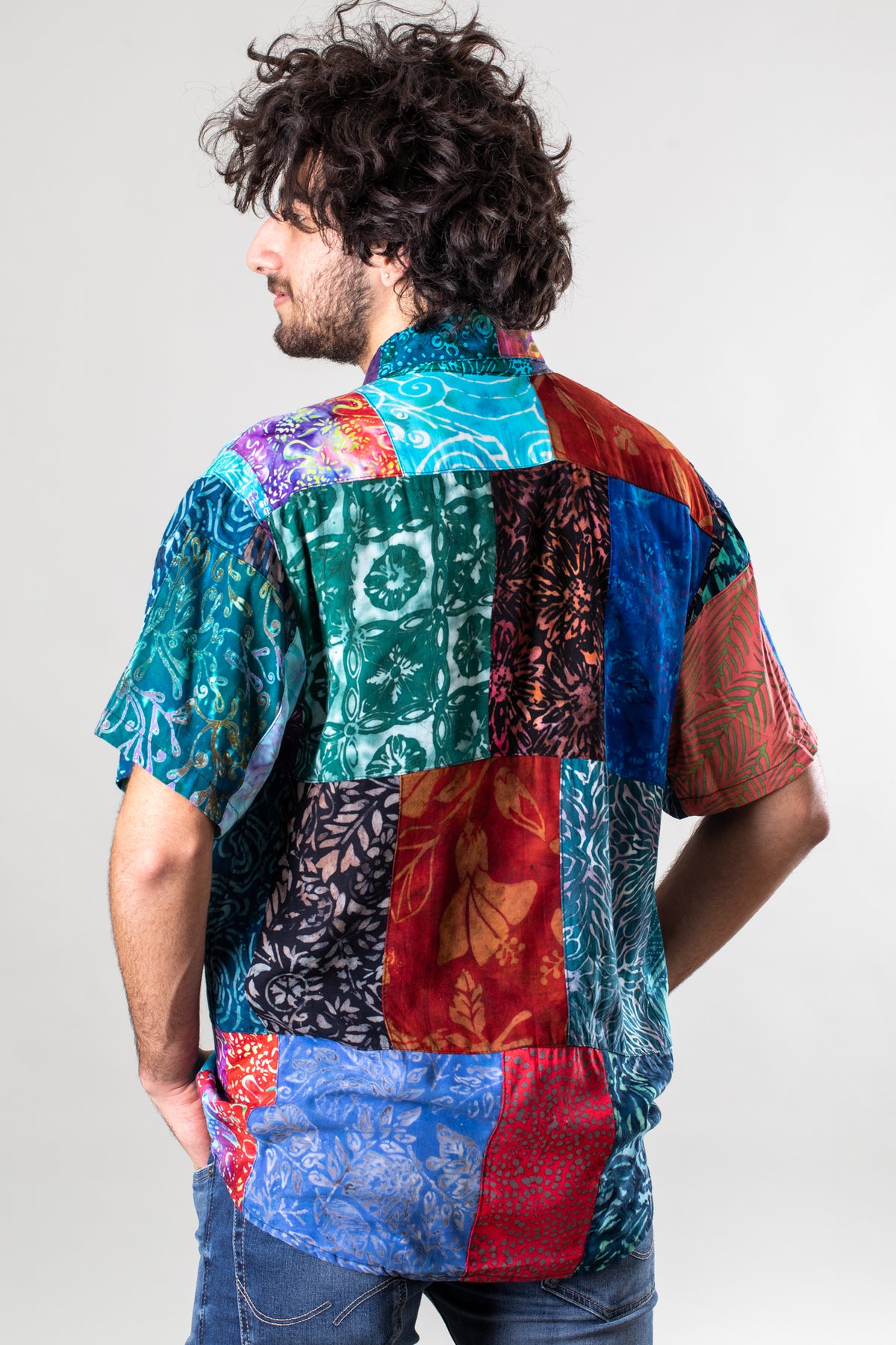 Patchwork Party Batik Button Up Shirt | Sustainable Patchwork Shirt ...