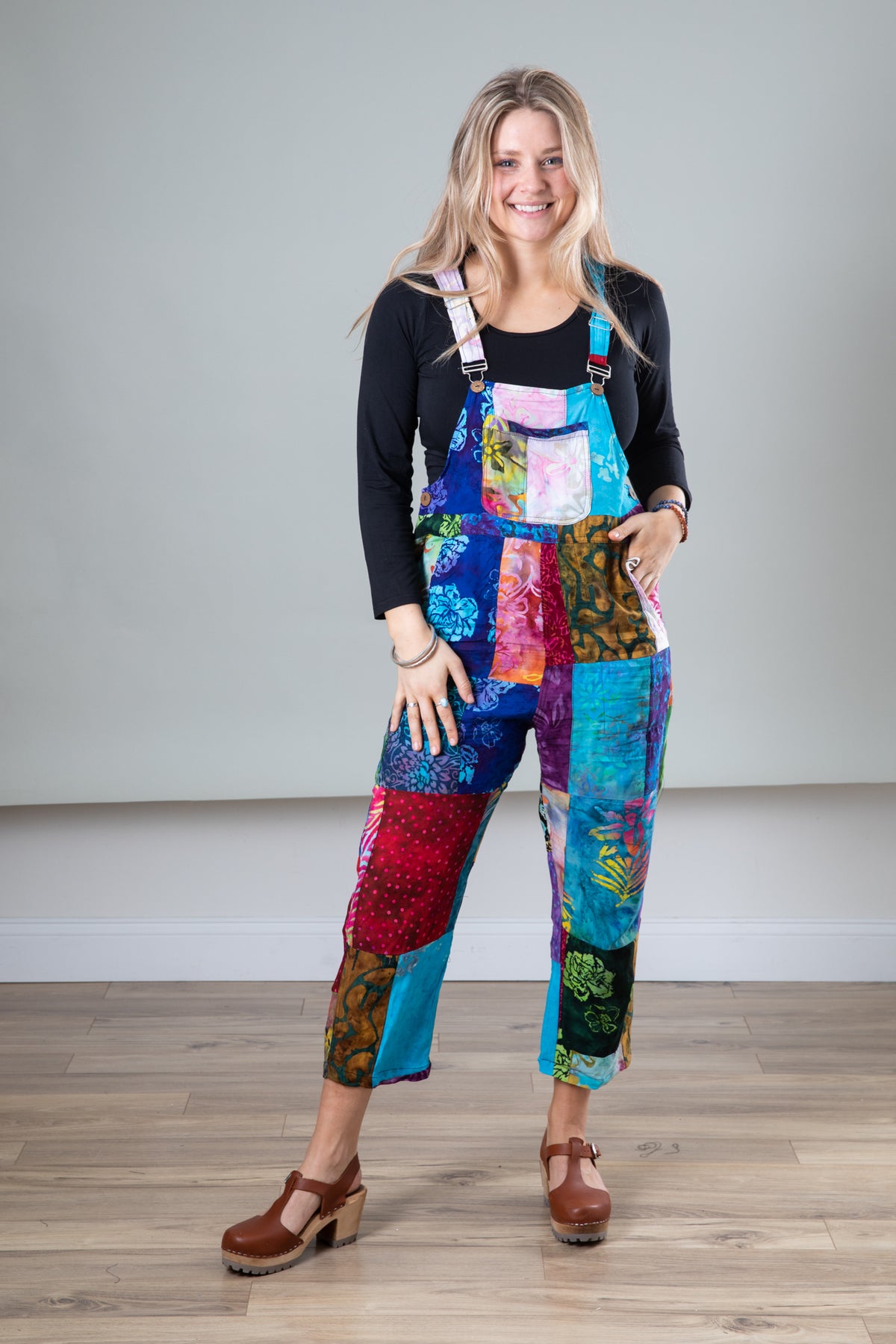 Playful Batik Patchwork Overalls Overstock | Patchwork Overalls ...