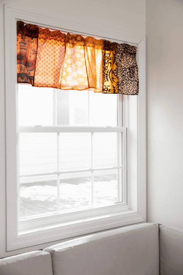 Recycled Patchwork Sari Valance | Colorful Silk Valance · Mexicali Blues